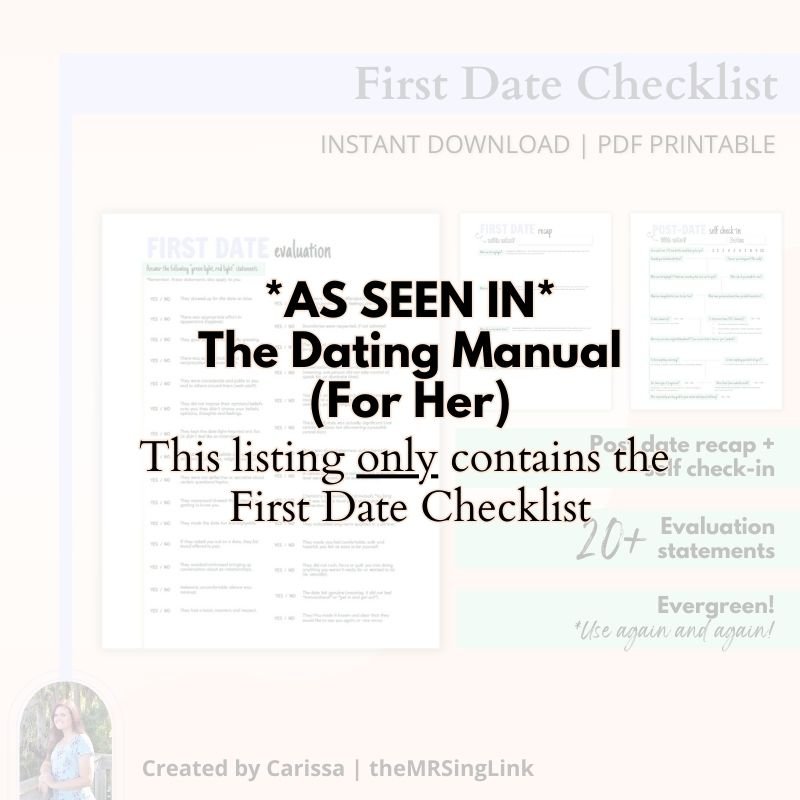 First Date Checklist Activity Worksheets TheMRSingLink