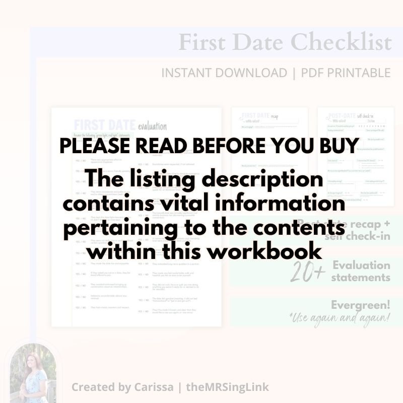 First Date Checklist Activity Worksheets TheMRSingLink